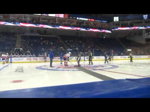Sara, IJM Connecticut Jr. Princess - puck drop to open the game for Bridgeport Sound Tigers