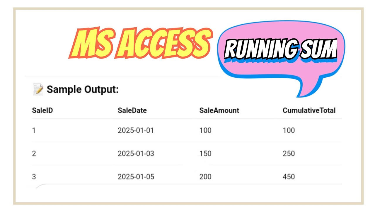 MS Access- Cumulative Total calculation - YouTube