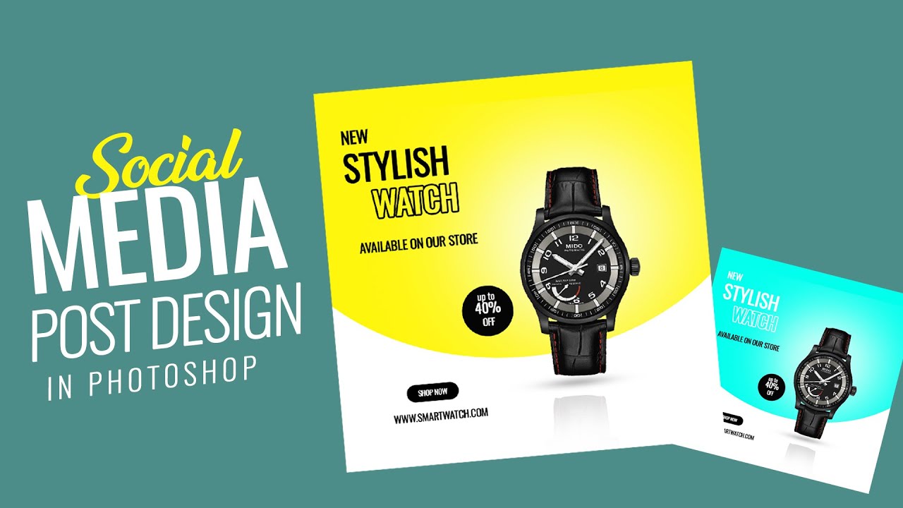 simple social media post design 2024 | Photoshop tutorial - YouTube