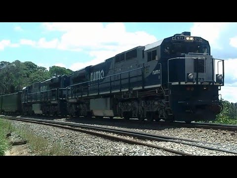 LOCOMOTIVAS ES43BBI RUMO COM VAGÕES CARREGADO LOCOMOTIVA AC44i FIBRIA ...
