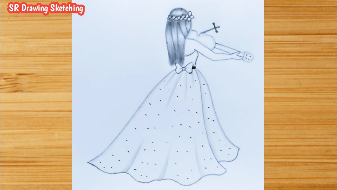 Beautiful Girl play violin // Easy Drawing for beginners - simple ...