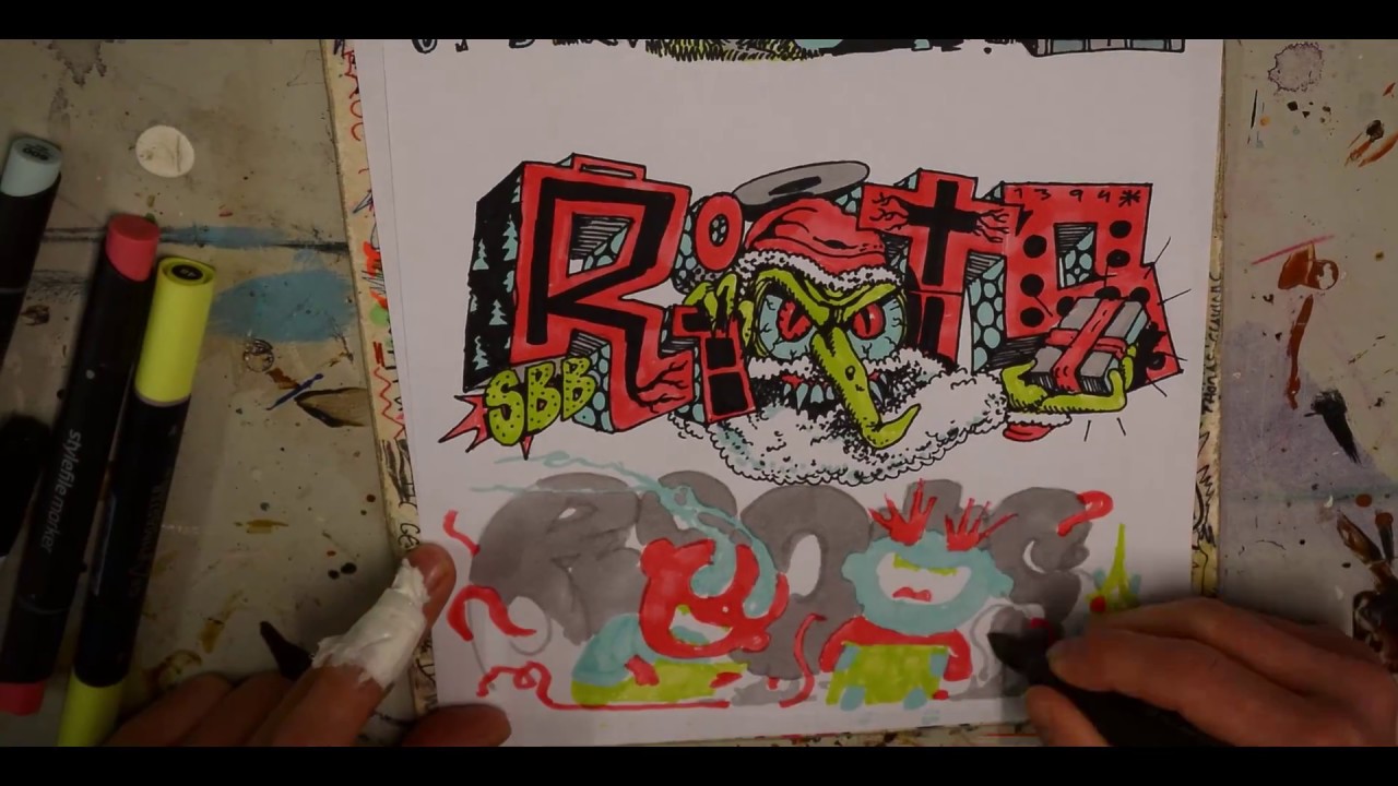 Freestyle Graffiti Sketch - Riot1394 - YouTube
