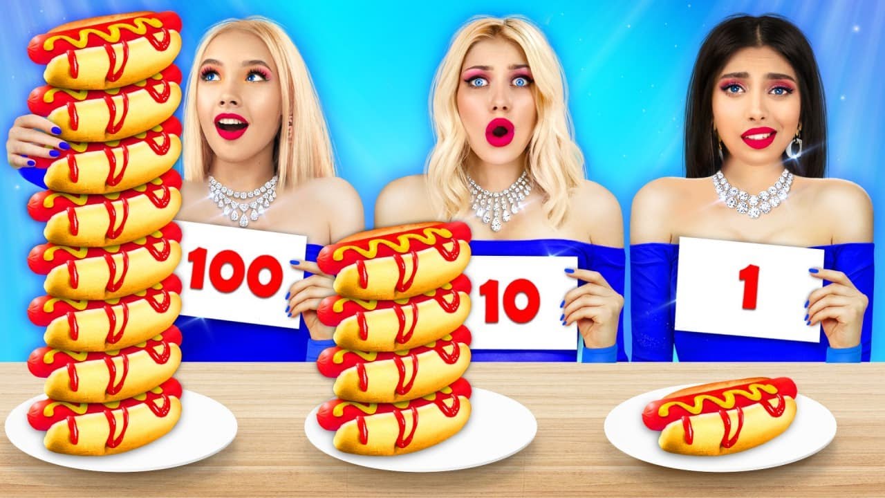 100 Layers Food Challenge | 1 vs 100 Coats Chocolate Yummies! Crazy ...