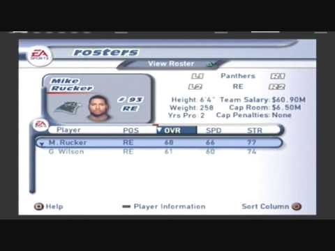 2001-02 - Retro NFL Rosters Carolina Panthers Team Roster Madden NFL ...