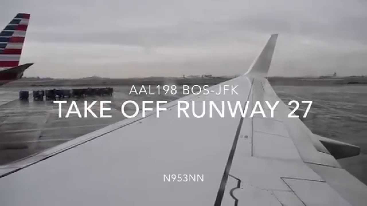 American Airlines Powerful Boeing 737-800 Take Off Runway 27 Boston ...