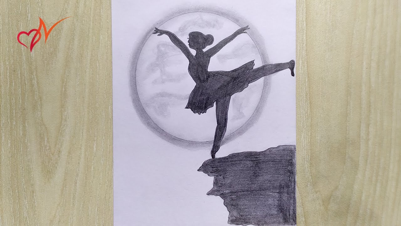 Girl standing on mountain scenery drawing || Easy drawing for beginners ...