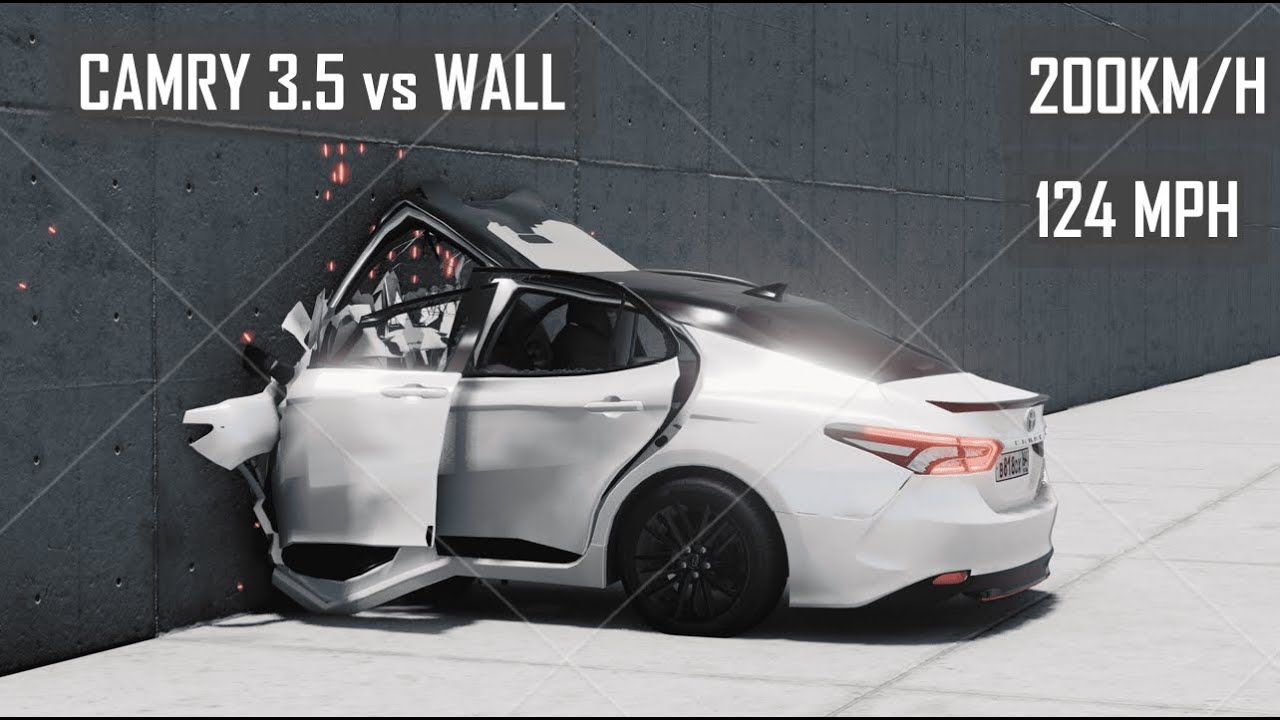 Toyota Camry 3.5 crashes to the WALL 😳 200 km/h | Realistic Crash Test ...