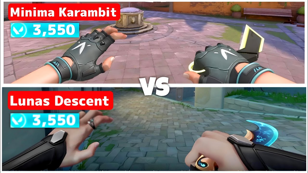 New MINIMA KARAMBIT KNIFE vs LUNAS DESCENT KNIFE (Valorant Best Knife ...