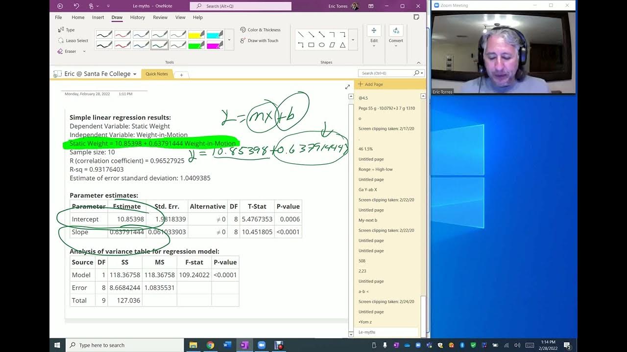 Linear Regression using StatCrunch - YouTube