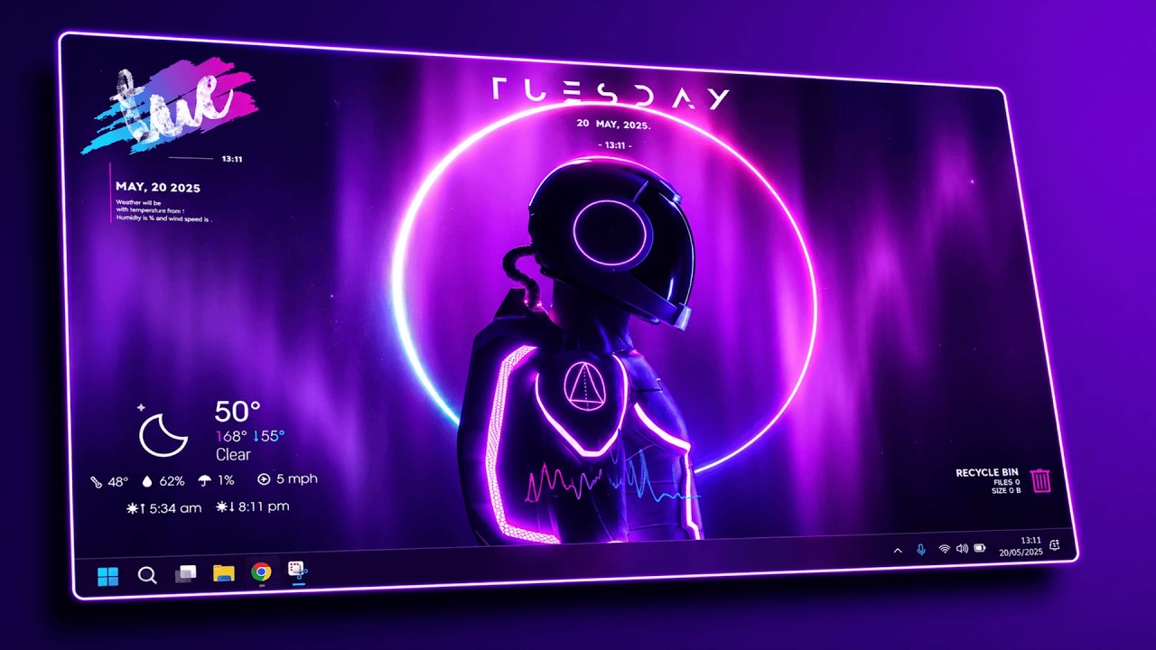 🔥 Futuristic Neon Desktop 2025 Setup with Rainmeter – No Ads, Free ...