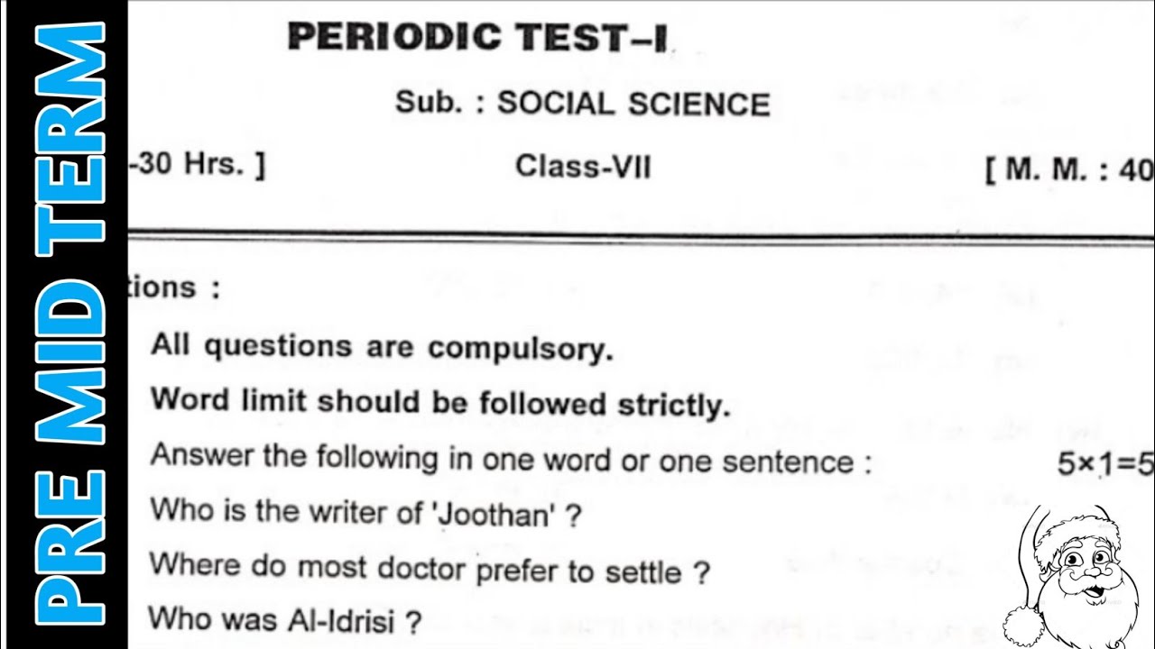 Dav class 7 question paper of sst of perodic test 1/Pre mid term | Dav ...