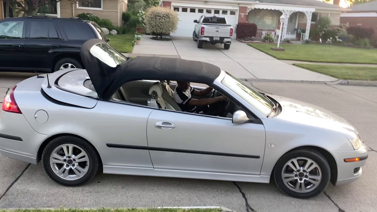 My uncle Ieon shows drop top Saab that he bought from auction he loves ...