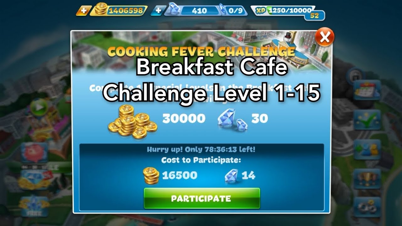 Cooking Fever Challenge - Breakfast Cafe Level 1-15 - YouTube