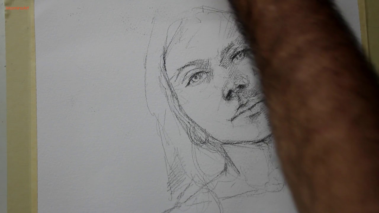 How to Sketch and Paint Woman Face in Graphite and Watercolor. - YouTube