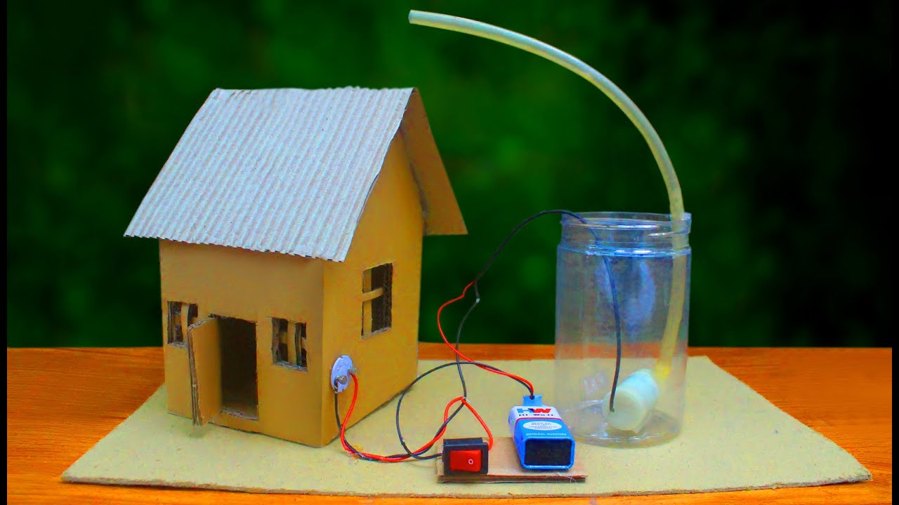 How to make a fire destroy model using DC motor pump cardboard ...