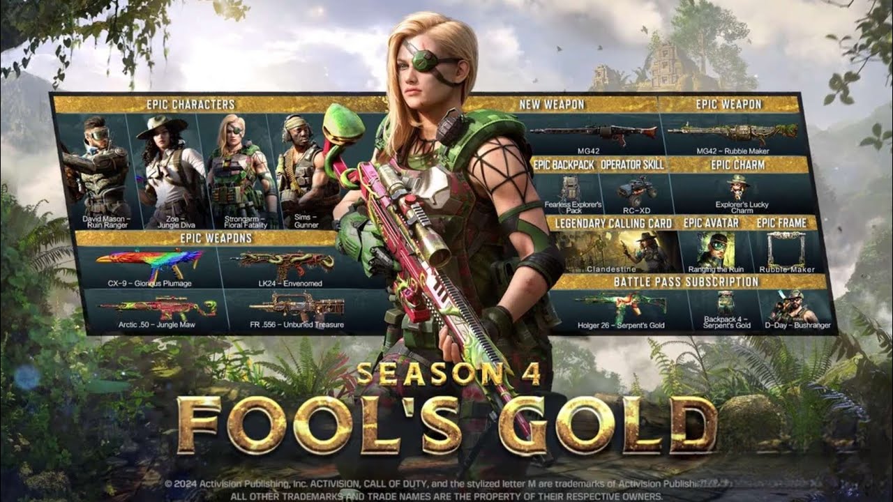 Season 4 Confirmed Tier 1 to 50 All Battle pass Rewards Cod mobile 2024 ...