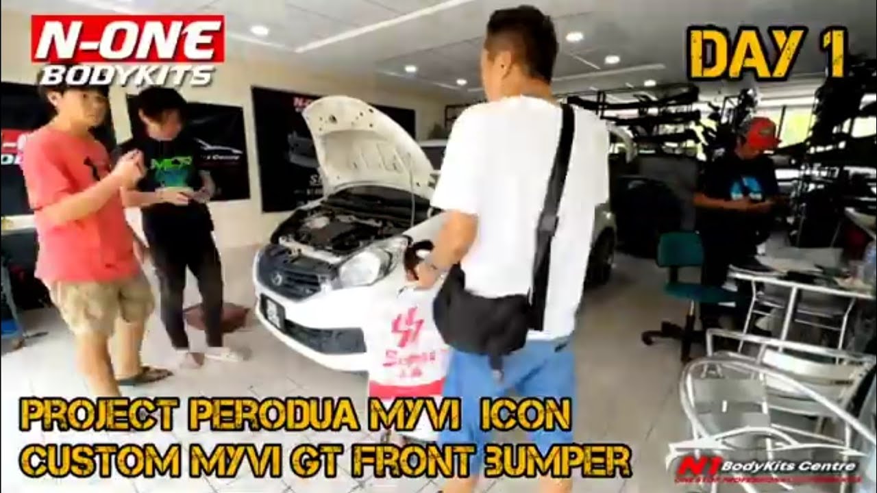 Day 1 perodua myvi icon custom myvi GT front bumper - YouTube