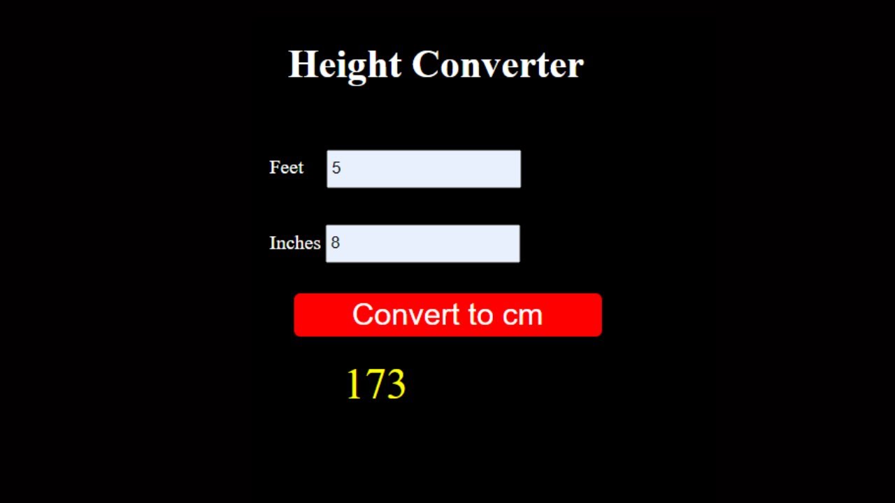 Creating Height Converter Using Html Css And Javascript Code Day 51 8030