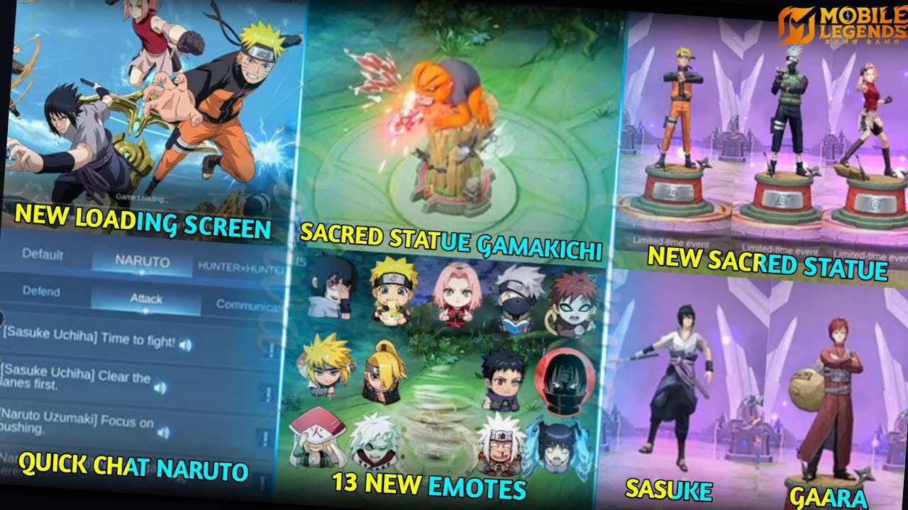 13 NEW EMOTES MLBB X NARUTO | GAMAKICHI EFFECTS | SACRED STATUE & QUICK ...
