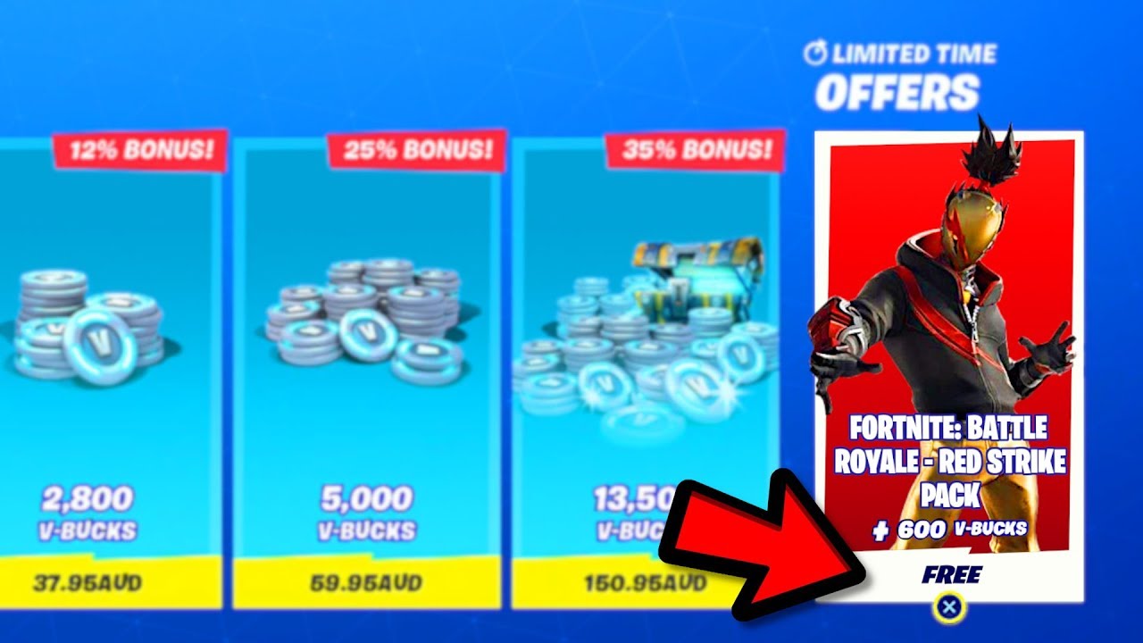 The FREE "RED STRIKE" STARTER PACK 8 in Fortnite! FREE ITEMS - New ...