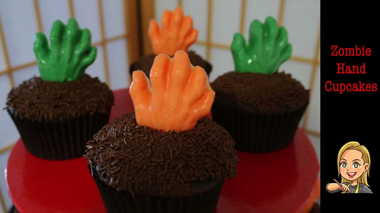 Zombie Hand Cupcakes - YouTube