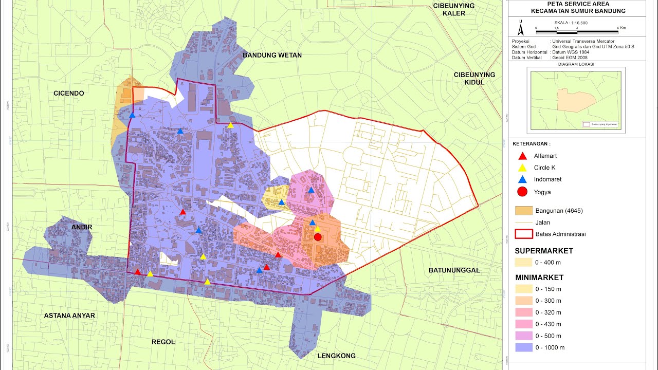 Peta Service Area Kecamatan Sumur Bandung Menggunakan Tools Network ...