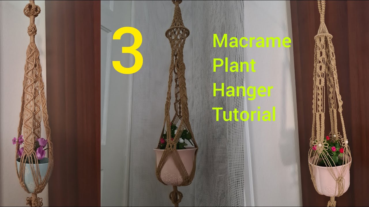 3 Macrame plant hanger Macrame tutorial Macrame design Macrame wall ...