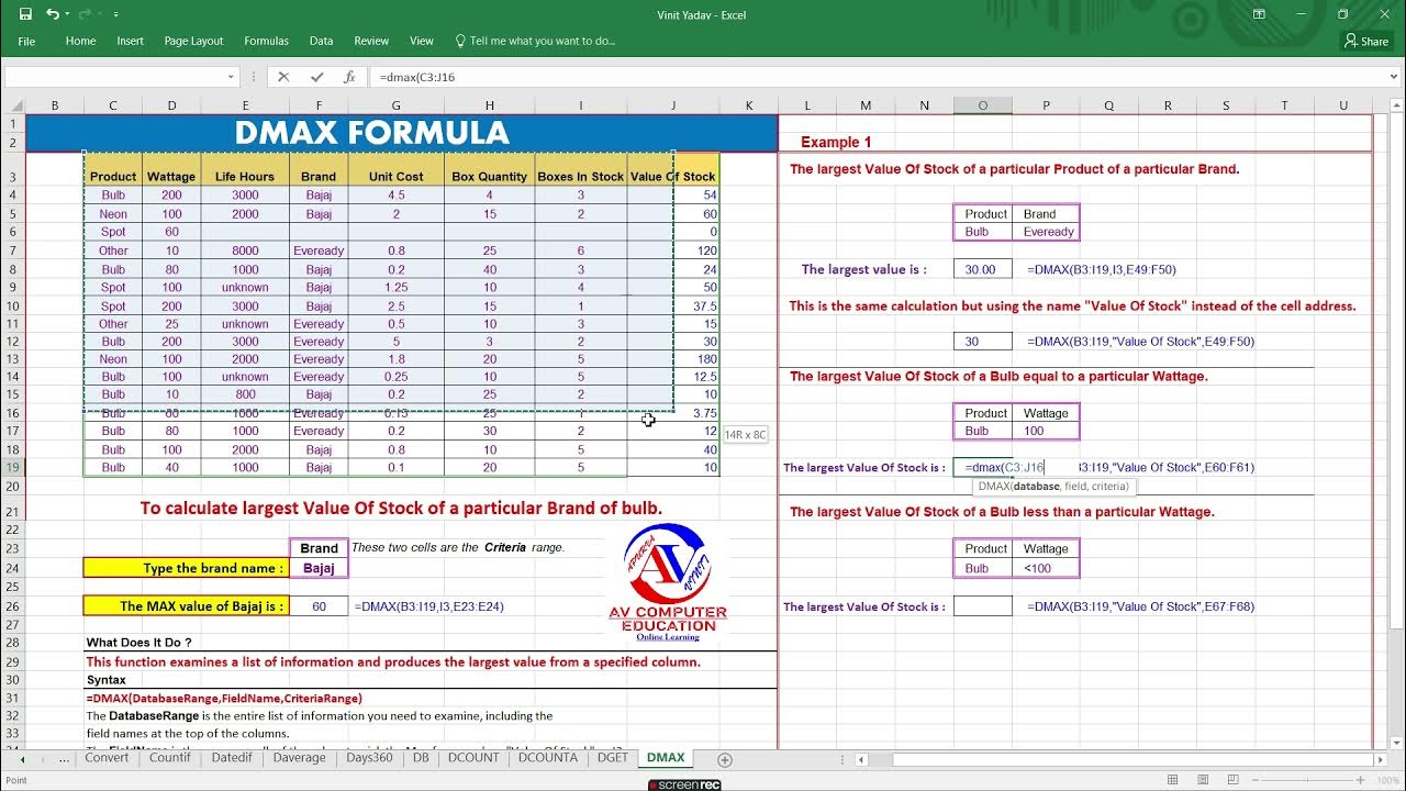 How to use the Excel DMAX function || MS Excel: How to use the DMAX Function || Excel DMAX ...