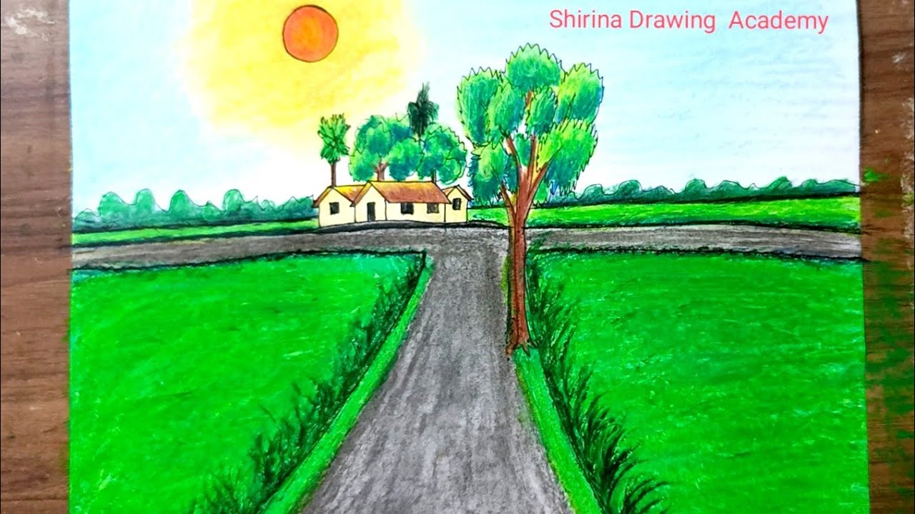 Beautiful Landscape Drawing 🌳Painting Easy 🎨Scenery Drawing - YouTube