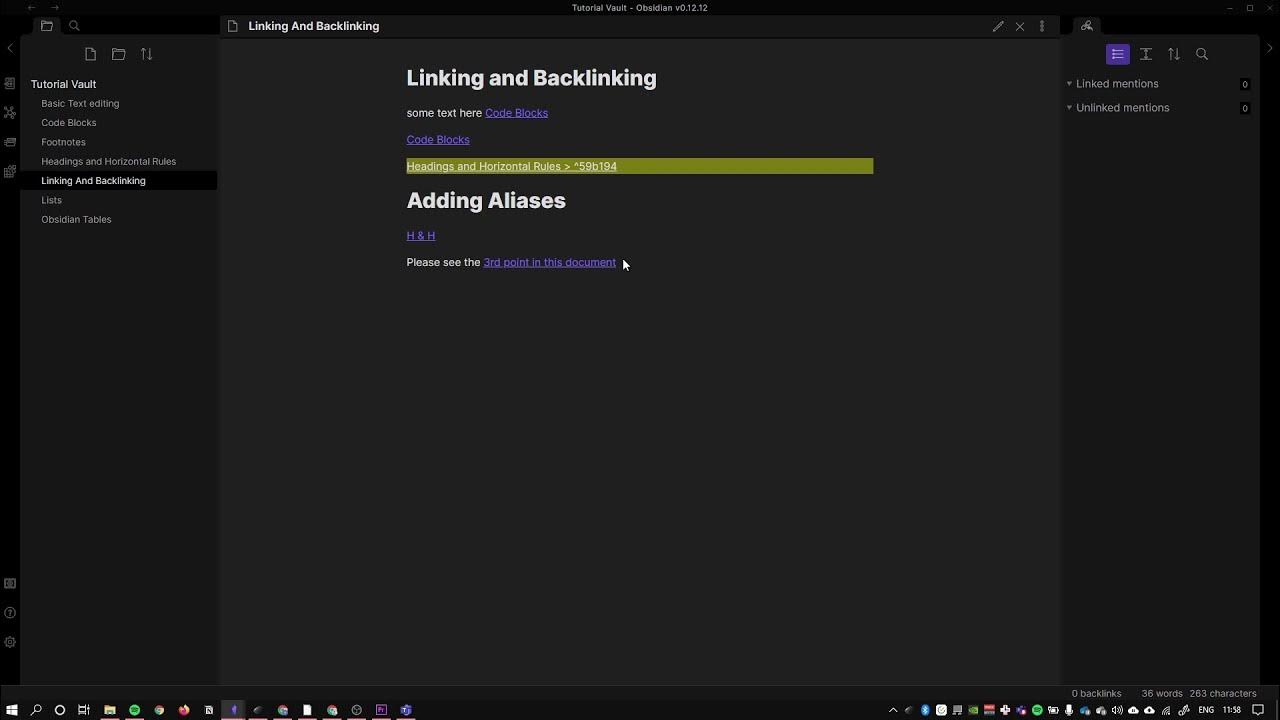 Obsidian.md Basics | Linking and Aliases - YouTube