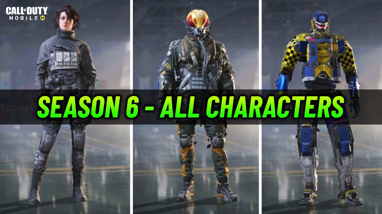 Season 6 All Characters Free + Paid Codm | S6 Daily Login Character Cod ...