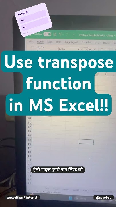 Use Transpose Function in MS Excel!!⚡️#exceltips #tutorial - YouTube