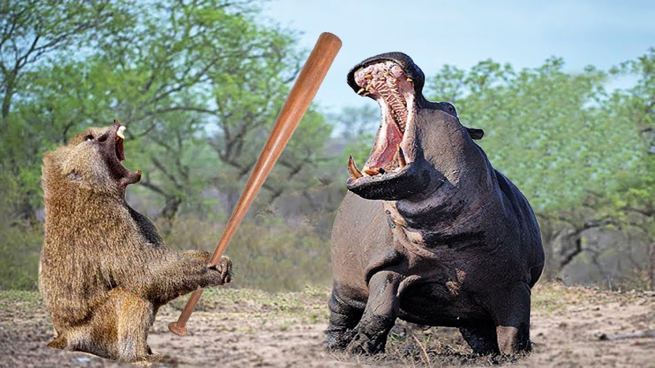 The Most Terrifying Battles Of Baboons vs Hippos Wild Animals ...