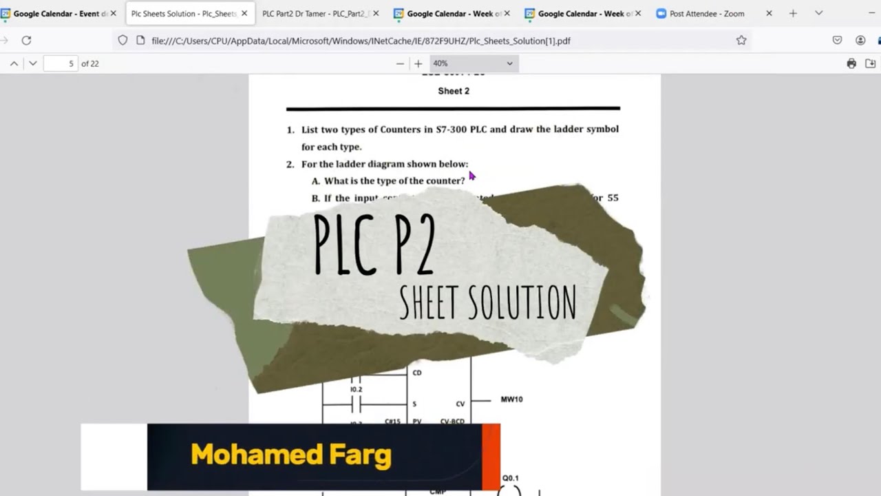 PLC P2 Sheets Solutions - YouTube