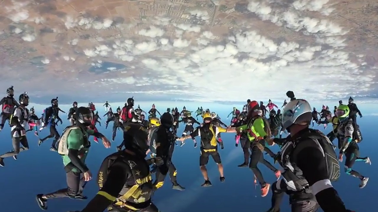 360 VR Skydiving 107 Way California Freefly Record Attempt 4 - YouTube