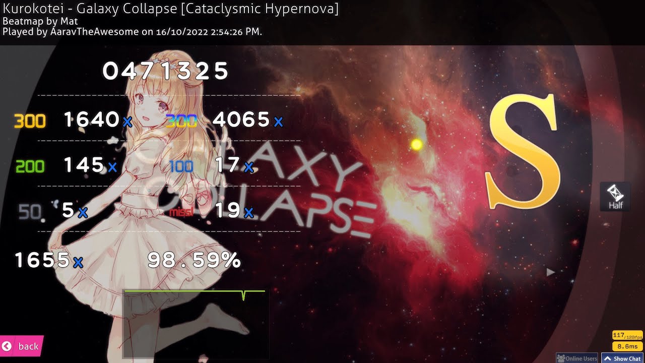 [Osu!Mania] Galaxy Collapse (HT) || 98.6% || 271pp - YouTube