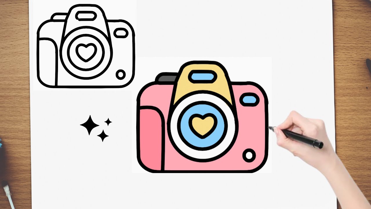 How to Draw a Cute Camera | Easy Step by Step Drawing Tutorial for ...