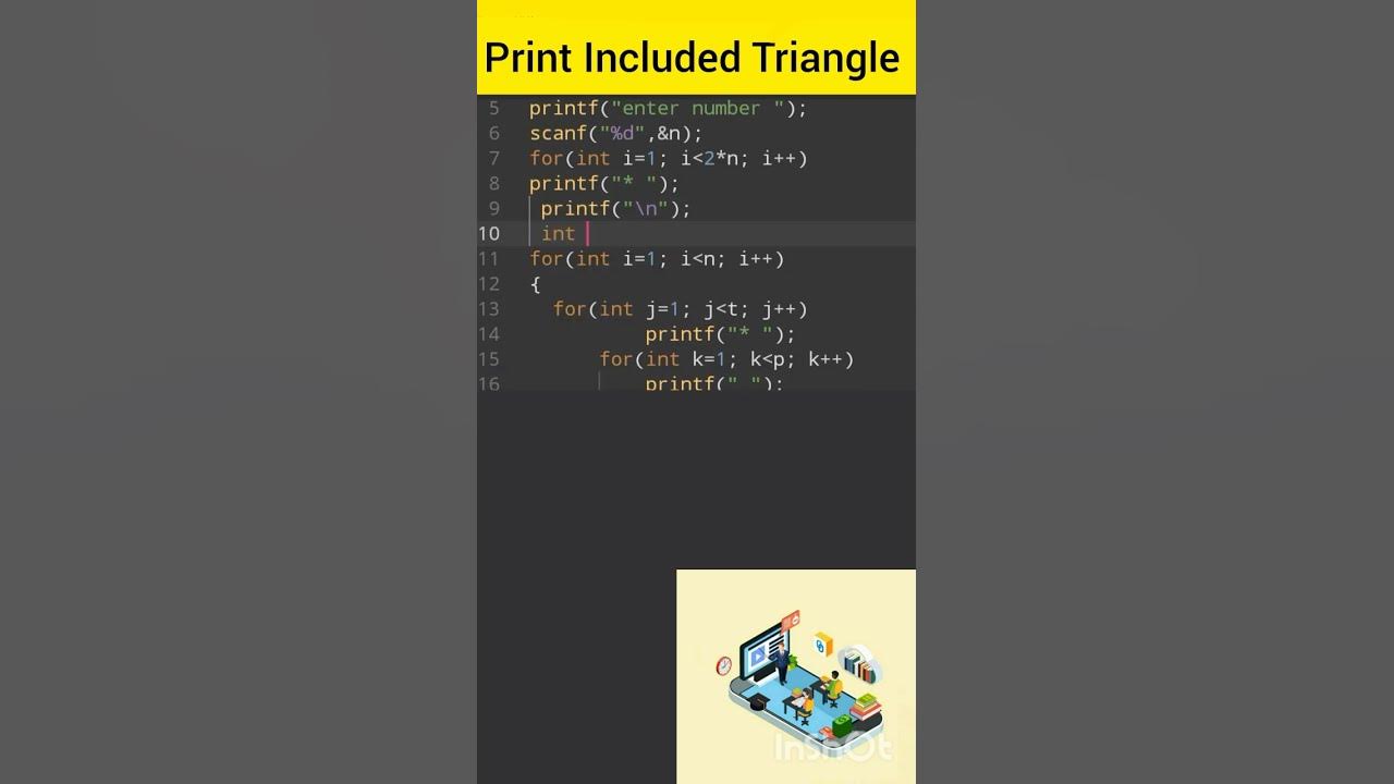 Write a Program to Print Pattern (Included Triangle) in C - YouTube