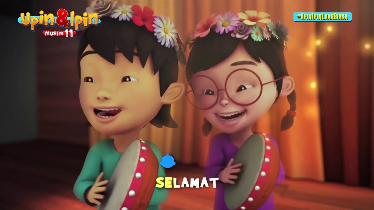 Upin & ipin Lagu kompang dipalu sing along - YouTube