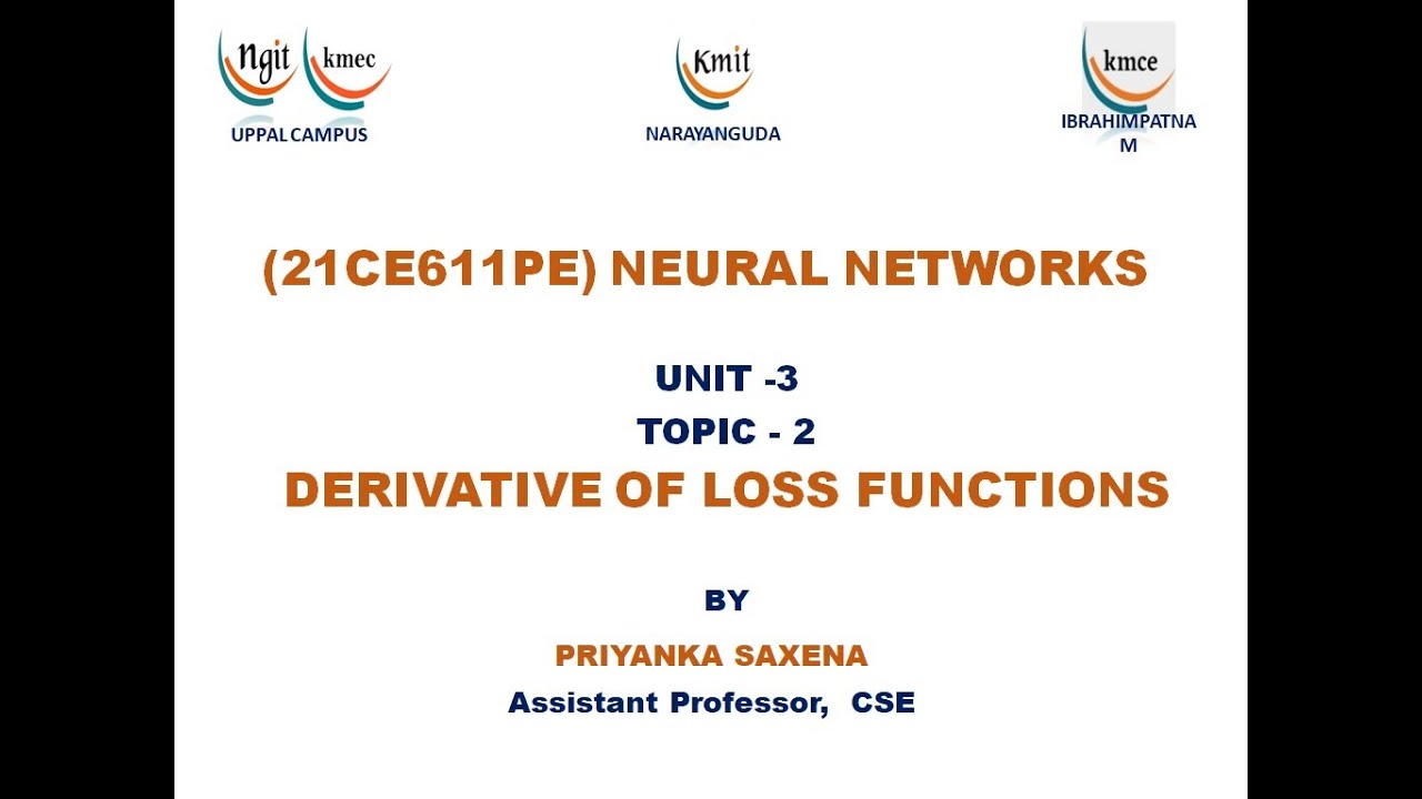 UNIT - 3_DERIVATIVE OF LOSS FUNCTIONS - YouTube