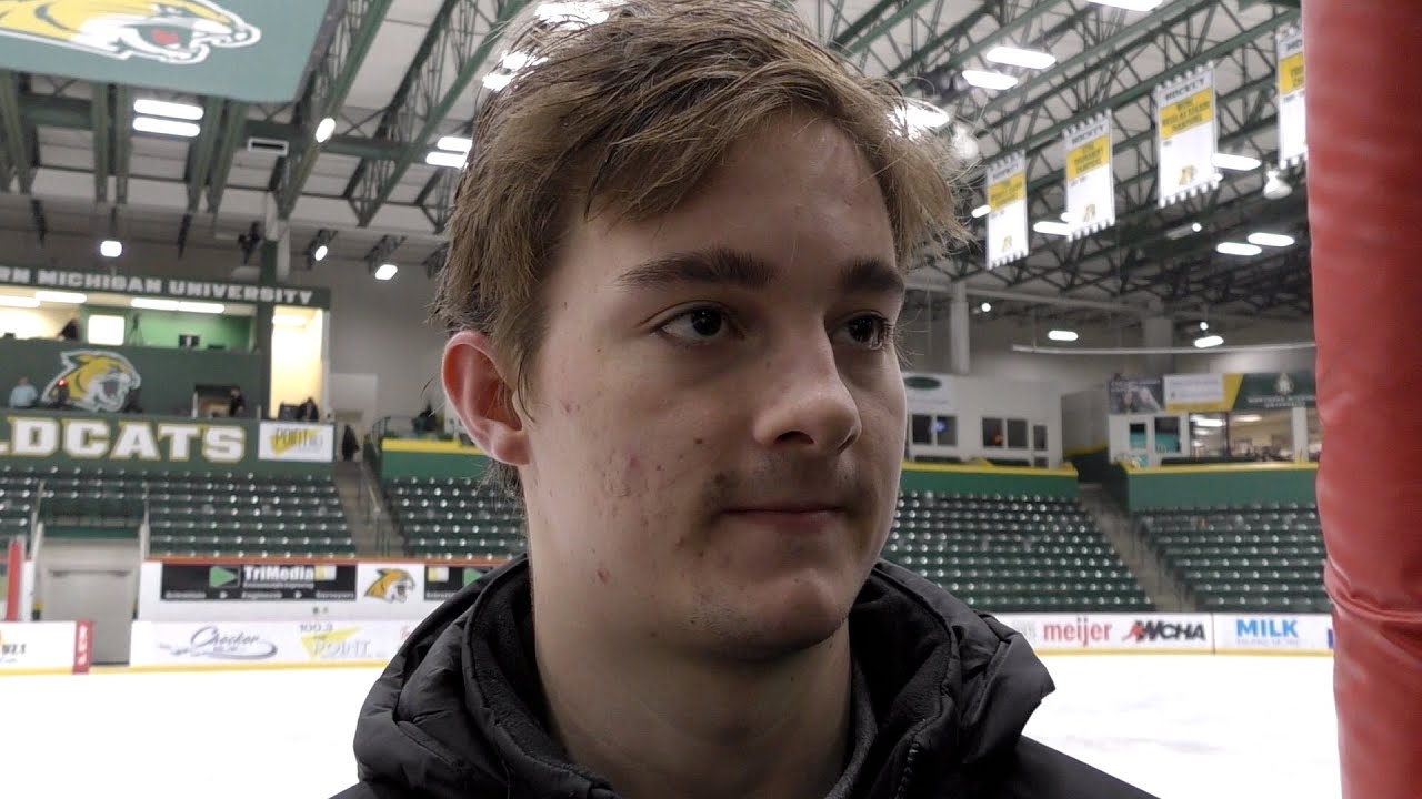 Logan Pietila after sweeping NMU in the Playoffs - YouTube