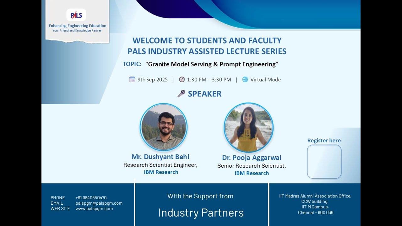 PALS INDUSTRY ASSISTED ONLINE LECTURES SERIES ON GRANITE MODEL SERVING ...