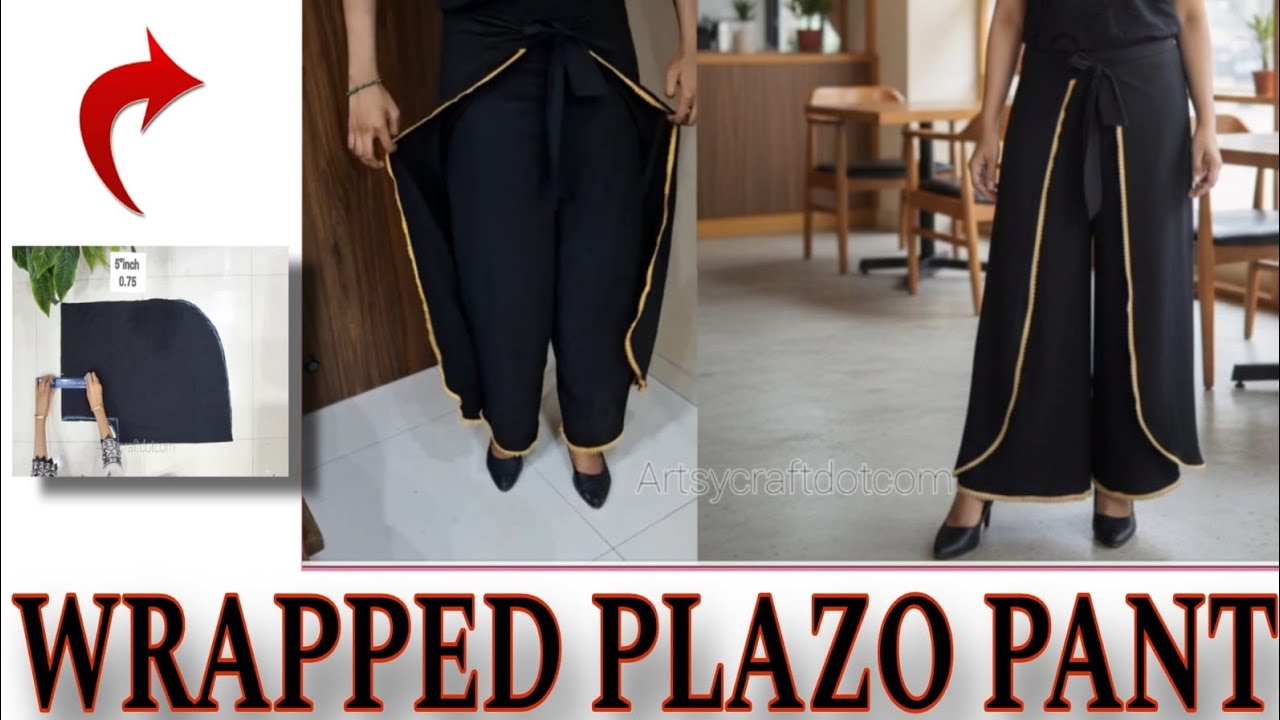 How to make wraped plazzo pant in easy way/wraped plazzo cutting and ...