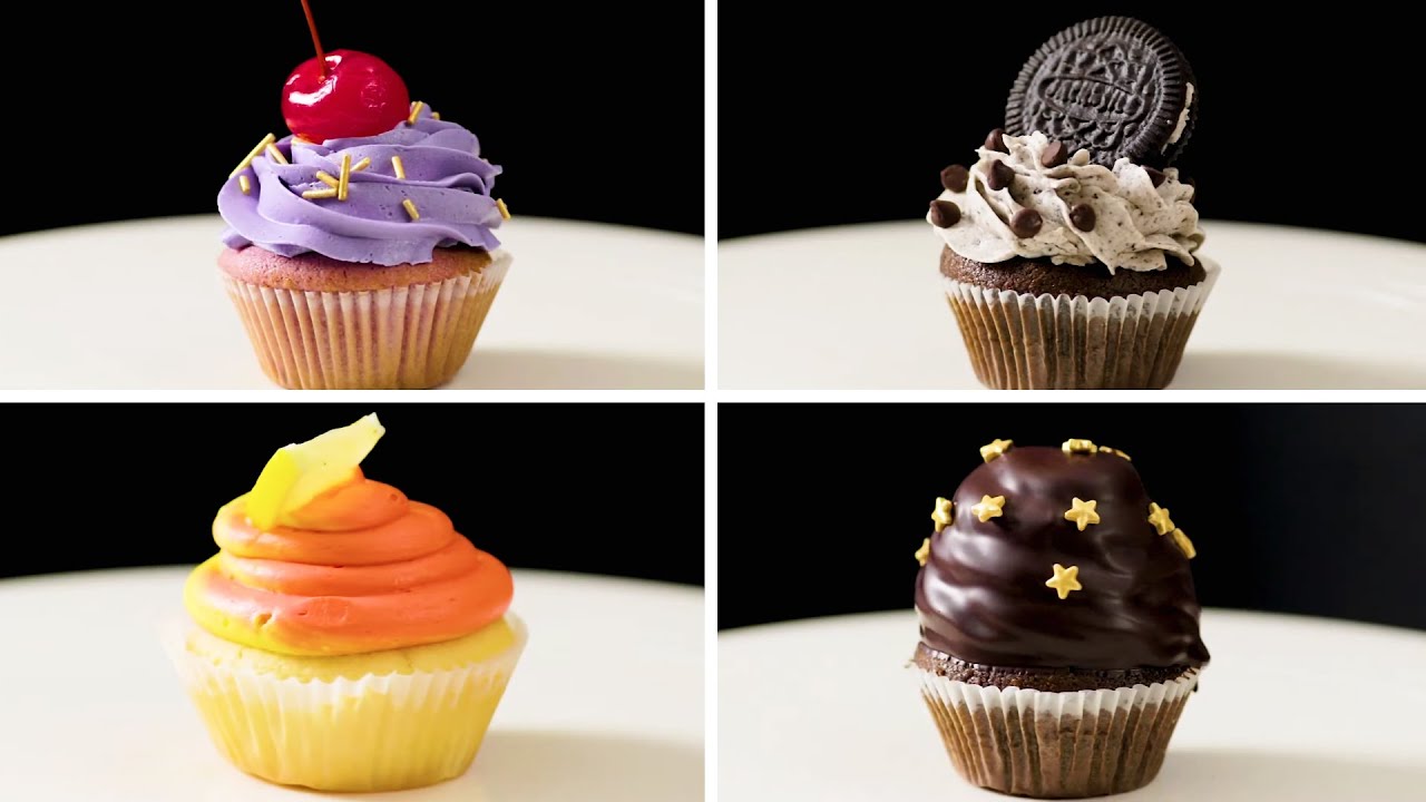 4 Cupcake Designs | Cupcake Decoration | Nyam Nyam - YouTube
