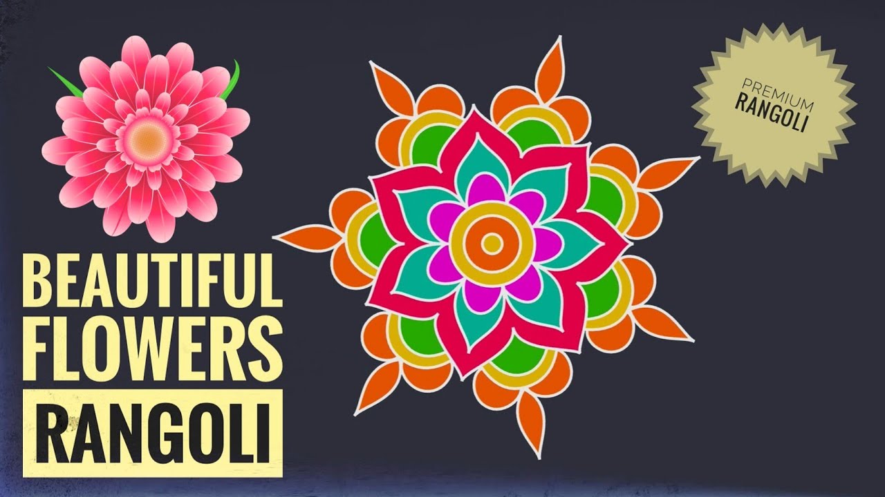Easy Flower, Deepak Rangoli designs | Pongal Special | फूल रंगोली ...