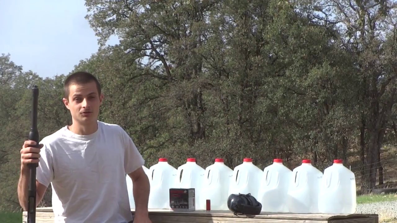 12 Gauge wax slug water jug penetration test - YouTube