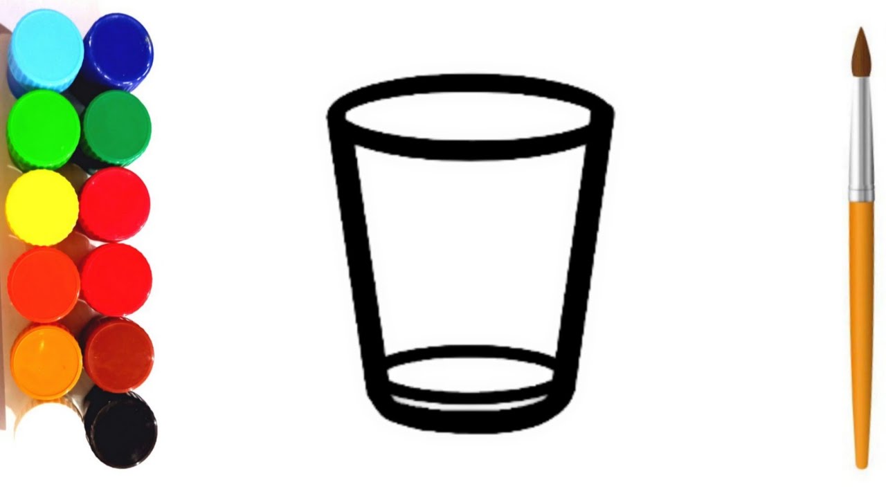 How to Draw a Glass for Kids Step by Step and Coloring | Glass Drawing ...