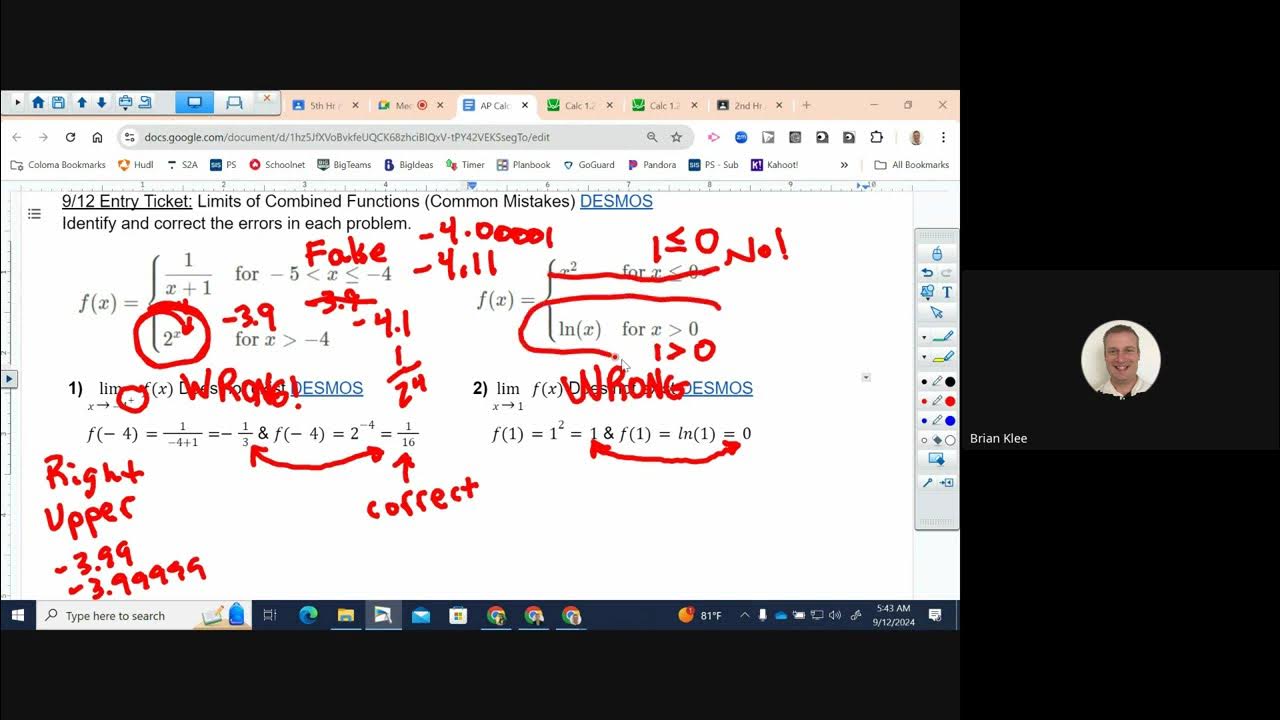 Calculus Limits of Piecewise Functions - YouTube