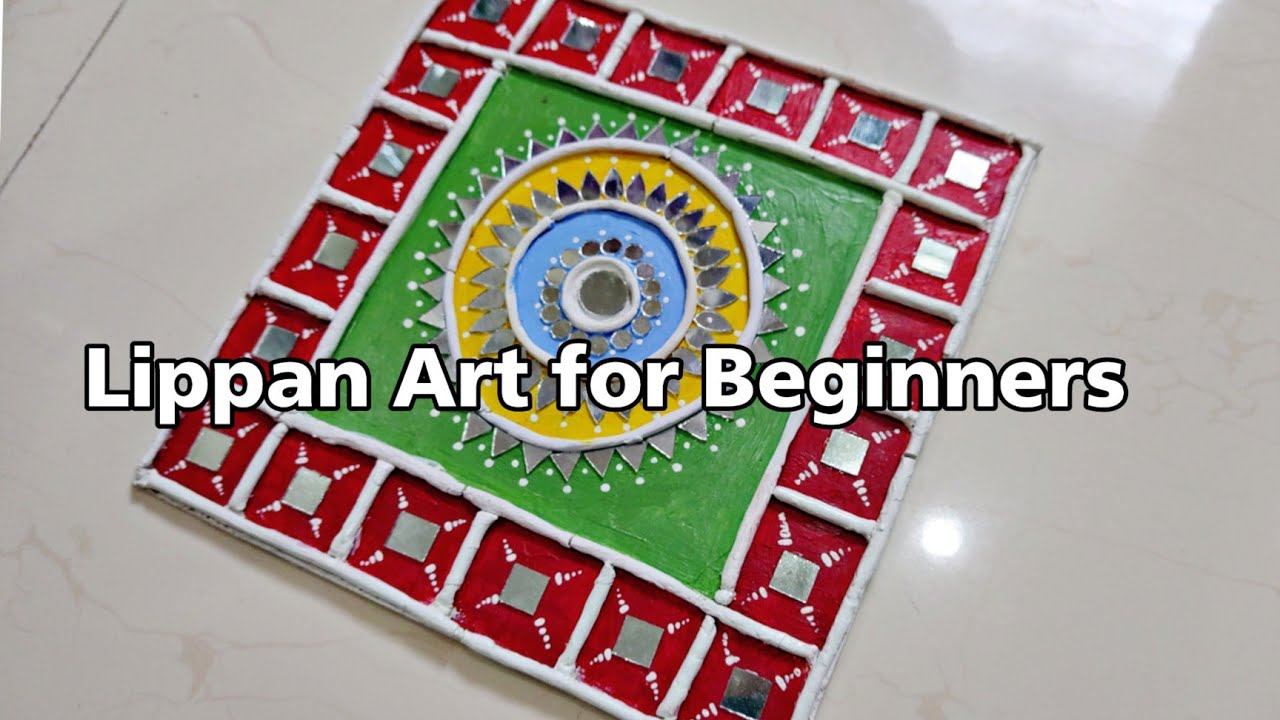Lippan Art with Mirror Work | Step by Step Tutorial | Lippan Art | Art ...