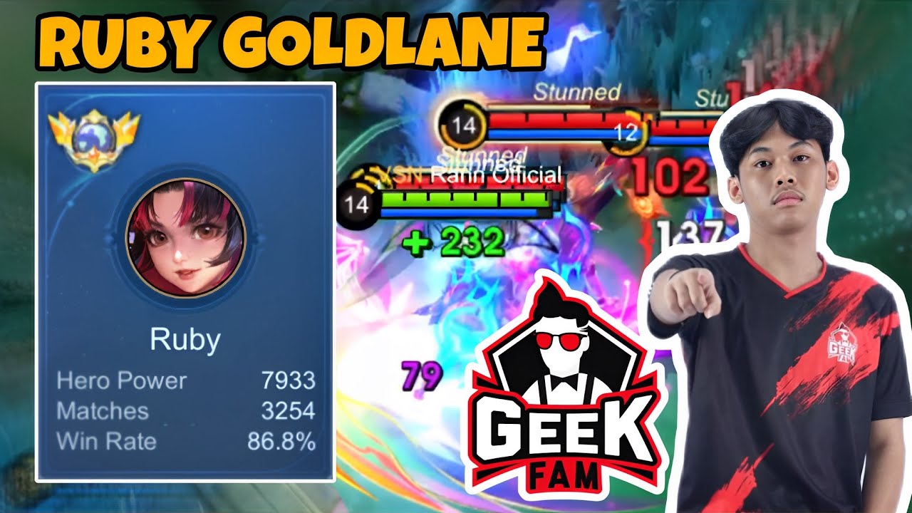 BEST BUILD RUBY GOLDLANE VS PRO PLAYER GEEK FAM MPL 86% WIN RATE ...